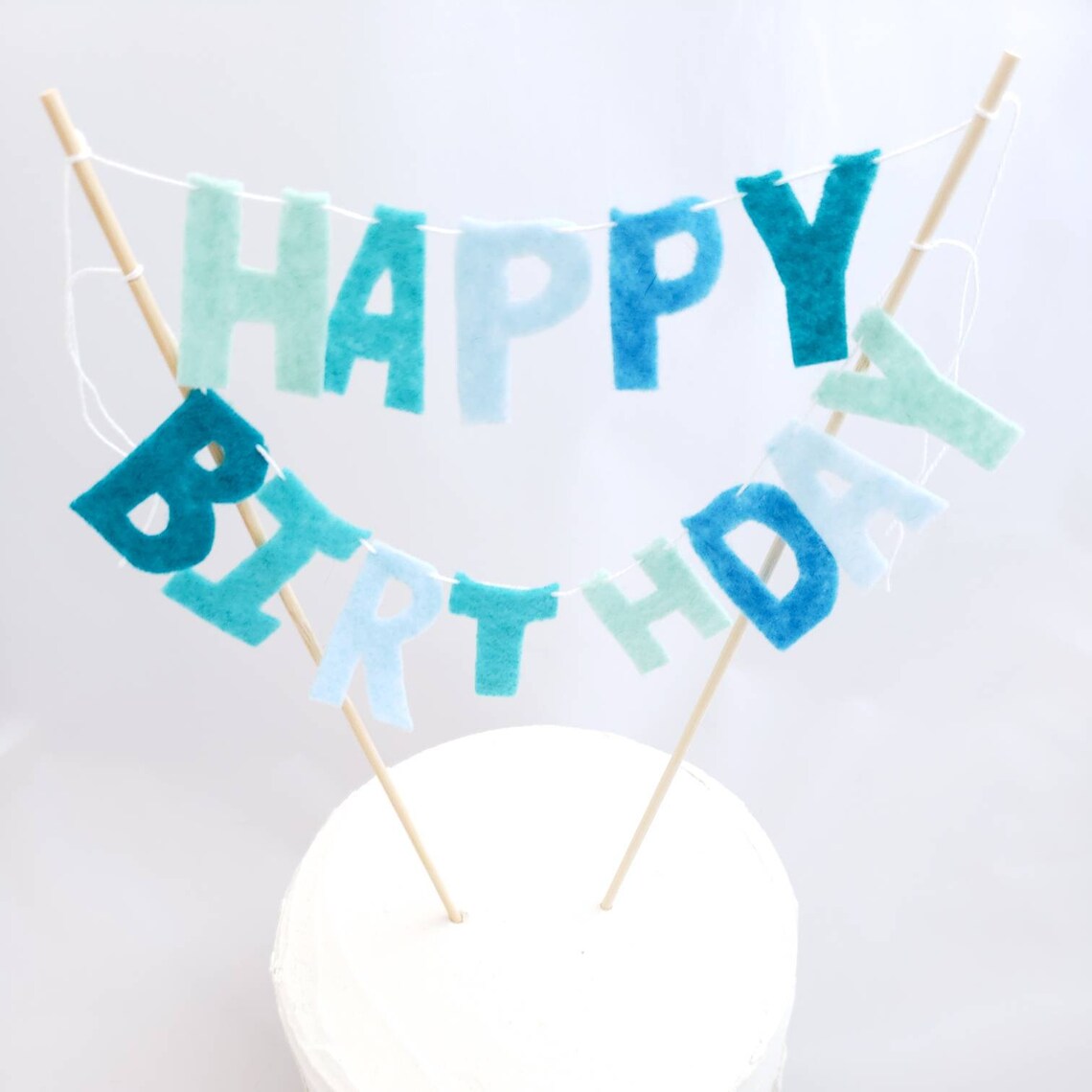 HAPPY BIRTHDAY Felt Cake Topper - Felt Letter Cake Banner - Happy ...