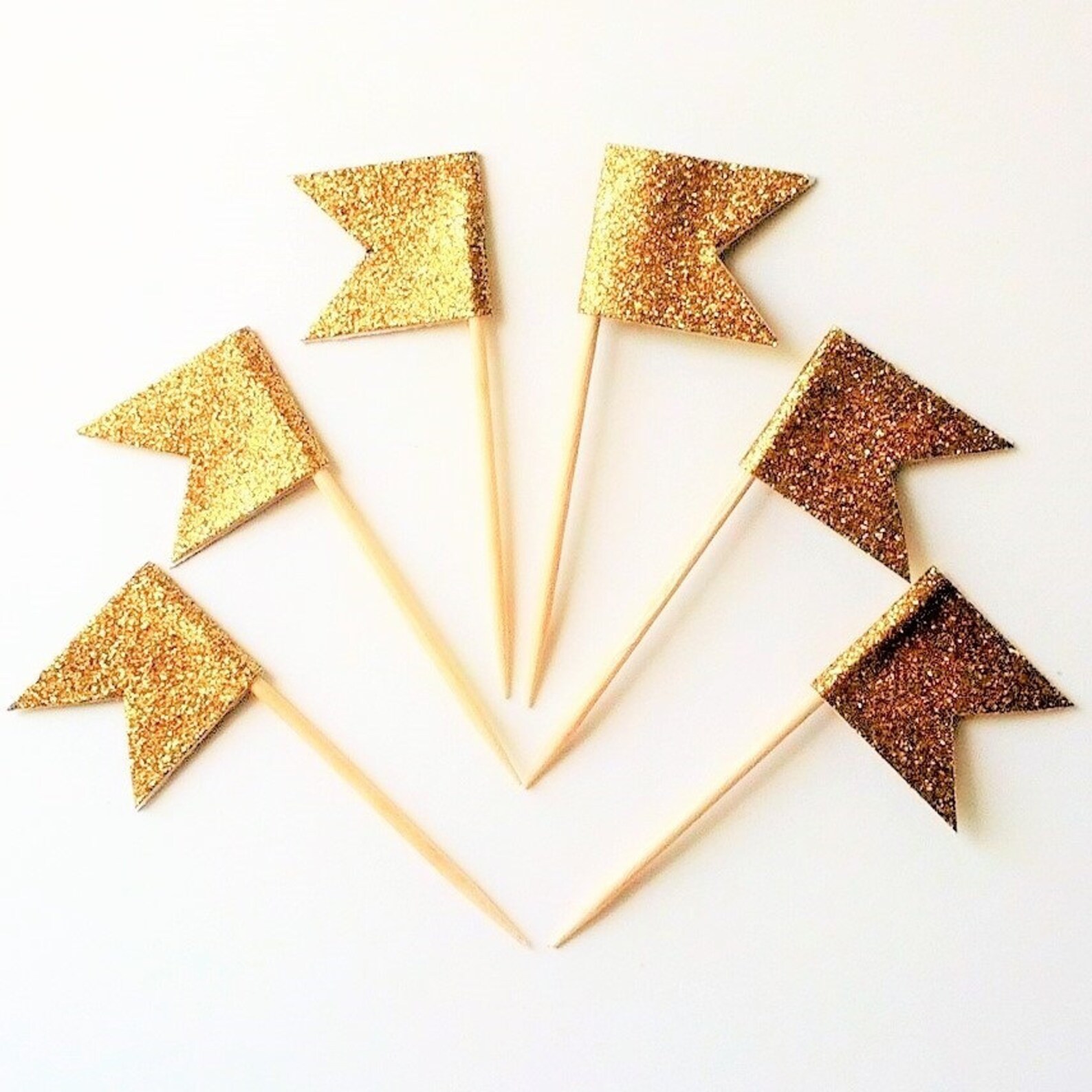 12gold Cupcake Flag Dessert Topper Gold Glitter Arrow Tail - Etsy