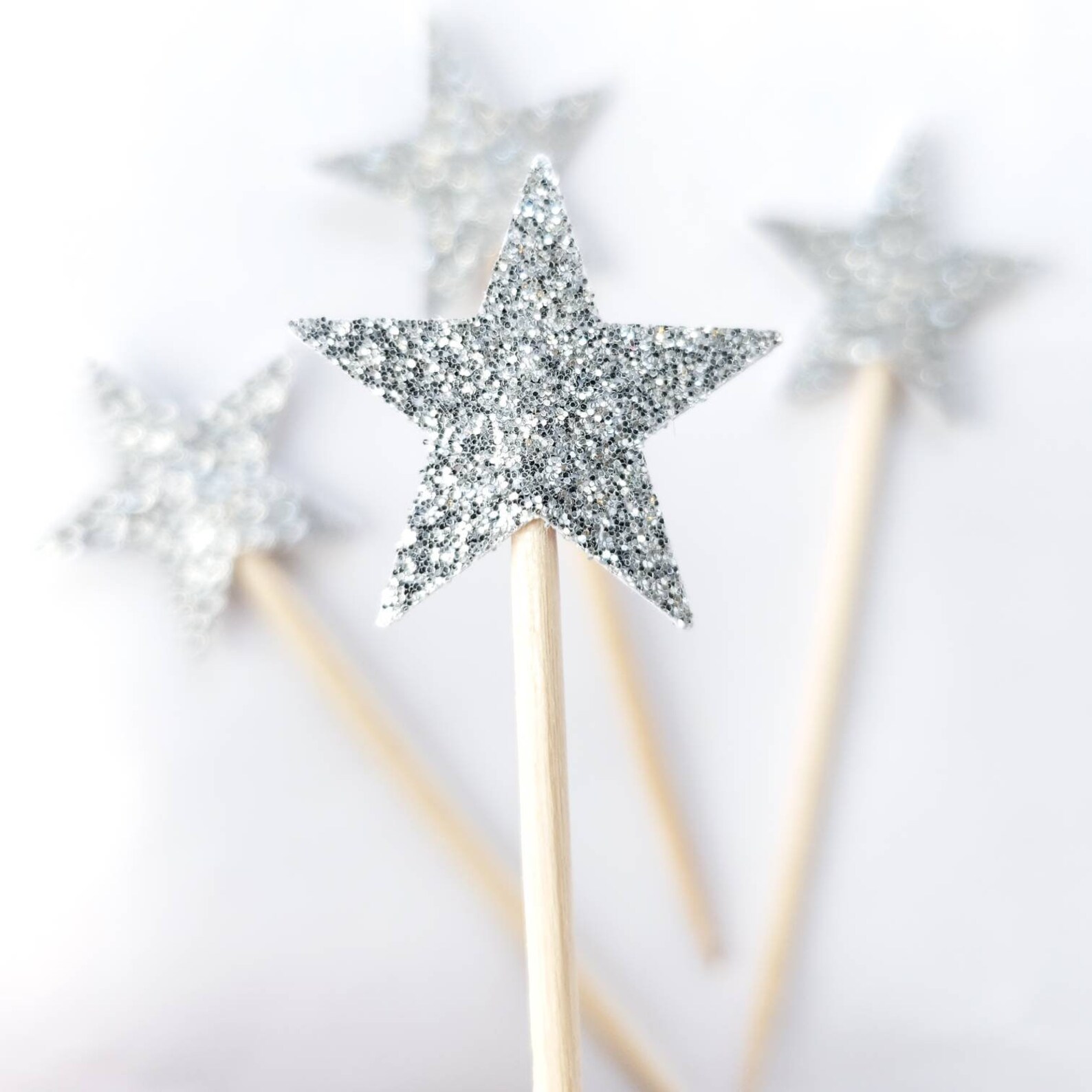 Silver Star Cupcake Topper Silver Glitter Stars Twinkle - Etsy