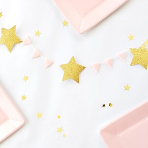 Gold Star Nursery Banner Pink Felt and Gold Star Baby Room Star Garland ...