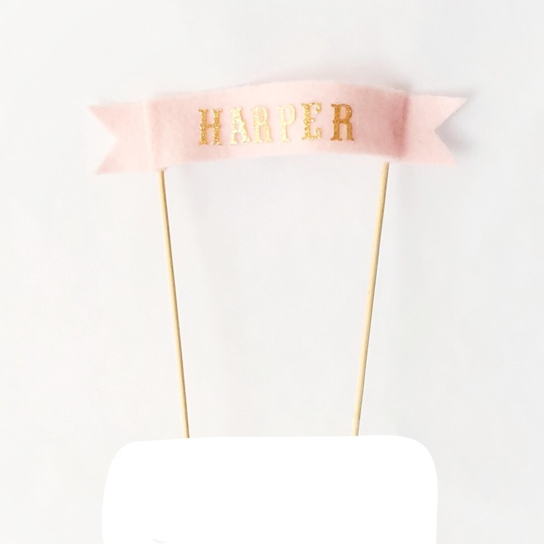 Fabric Cake Topper - Name Baby Pink Felt Banner - Pink Cake Banner ...