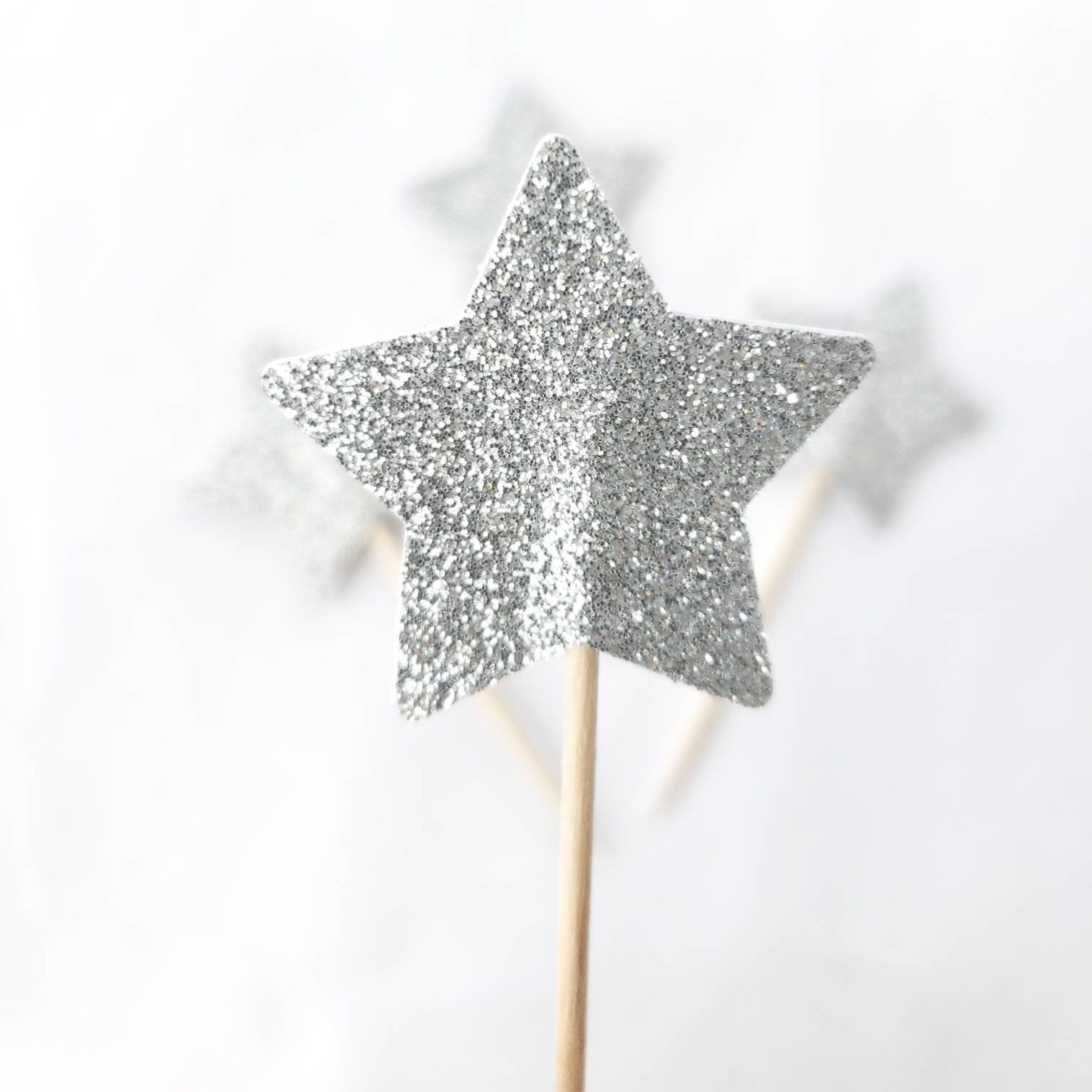 Silver Star Cupcake Topper Silver Glitter Stars Twinkle - Etsy