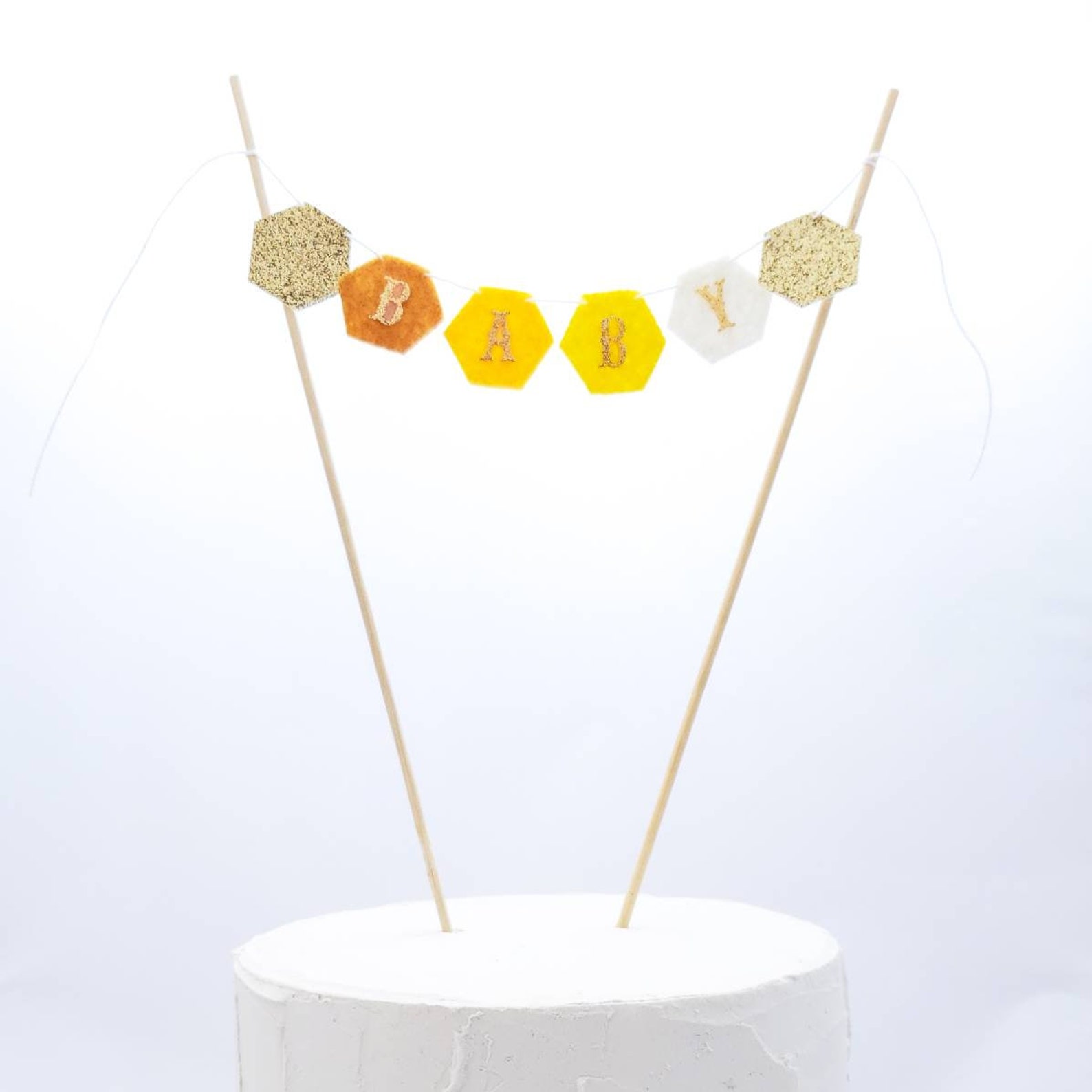 Honey Bee Cake Topper - Bee Baby Shower Decor - Honeycomb Cake Topper ...