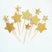 Gold Star Cupcake Topper Gold Glitter Cupcake Star Double - Etsy