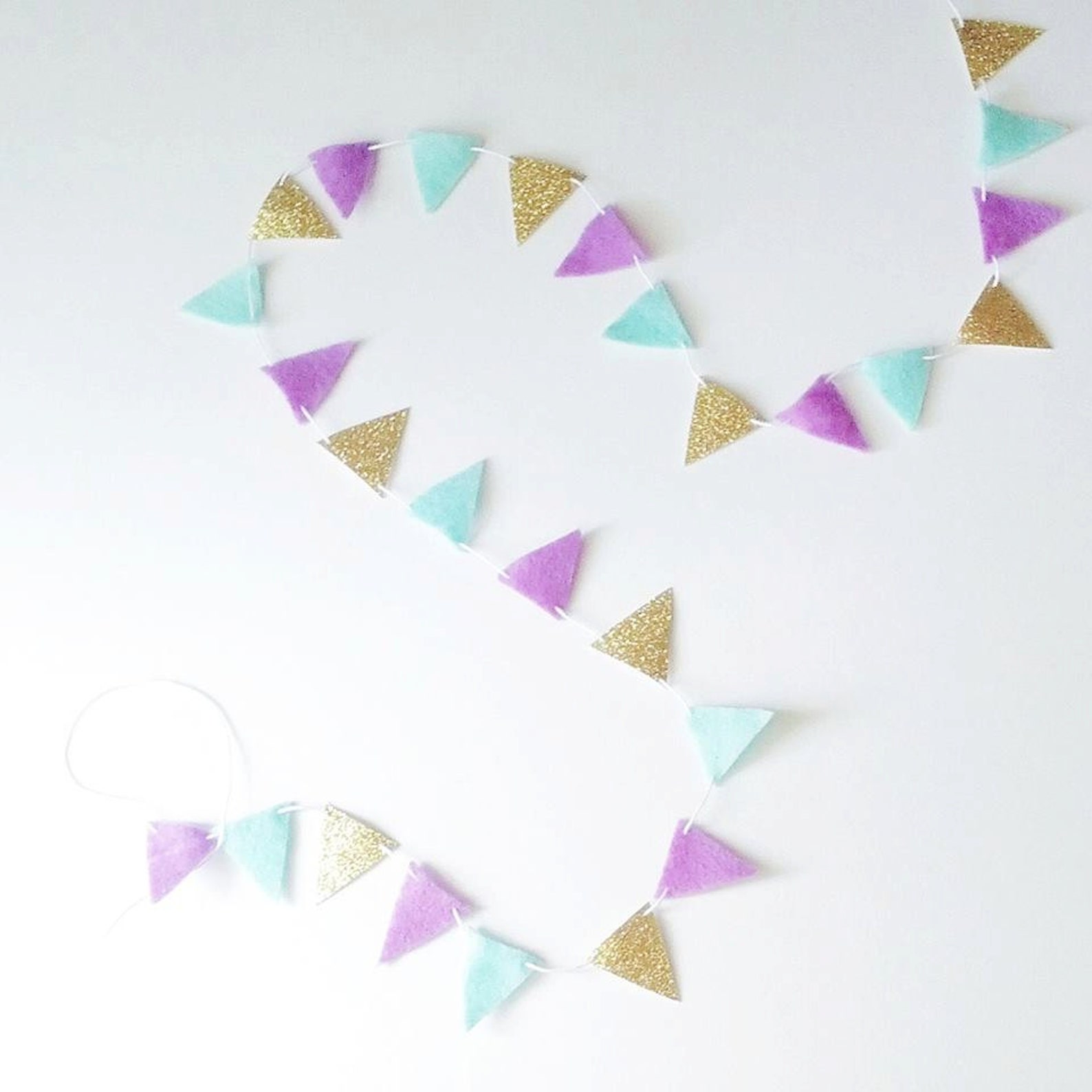CUSTOM Tiny Felt Garland - ANY COLOR Tiny Triangle Garland - Fabric ...