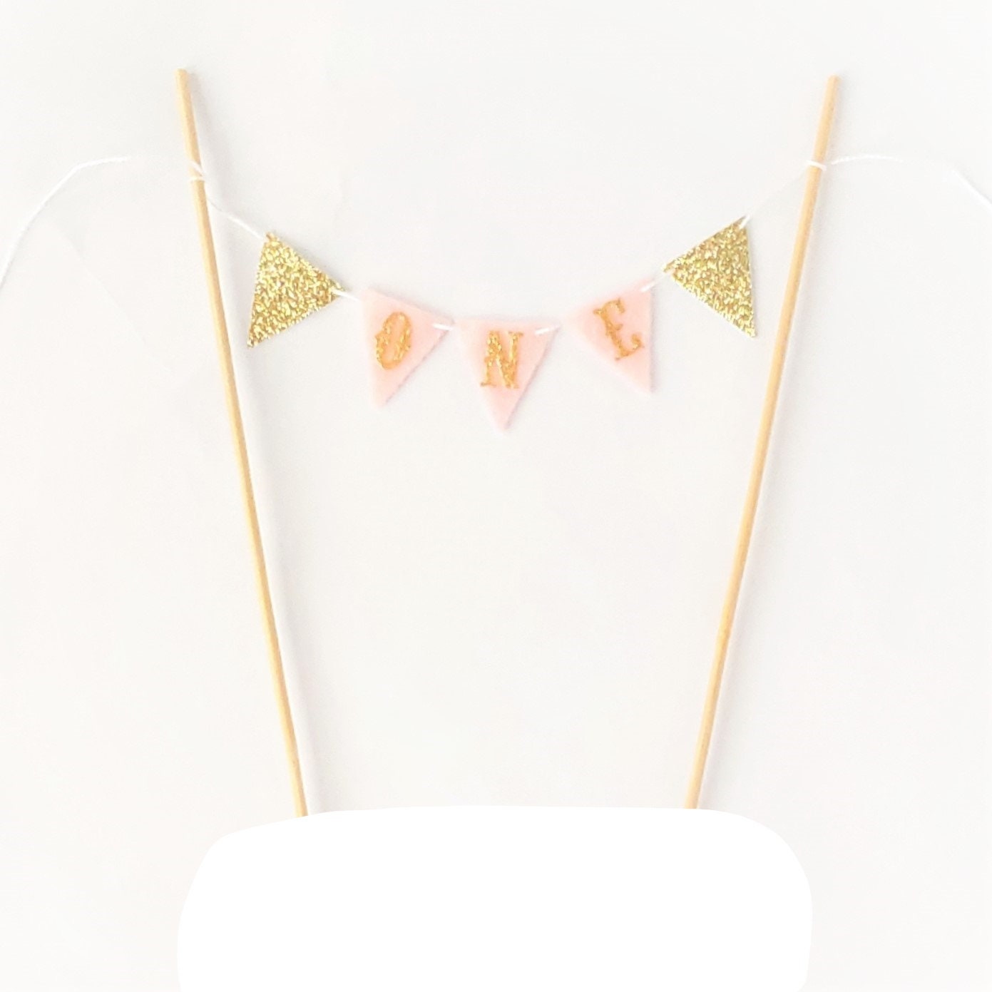 Felt Name Banner Custom Name Cake Topper Gold Cake Topper | Etsy