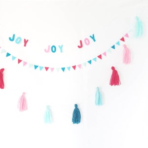 Holly Jolly Tiny Triangle Christmas Garland - Red Pink Mint Teal Aqua ...
