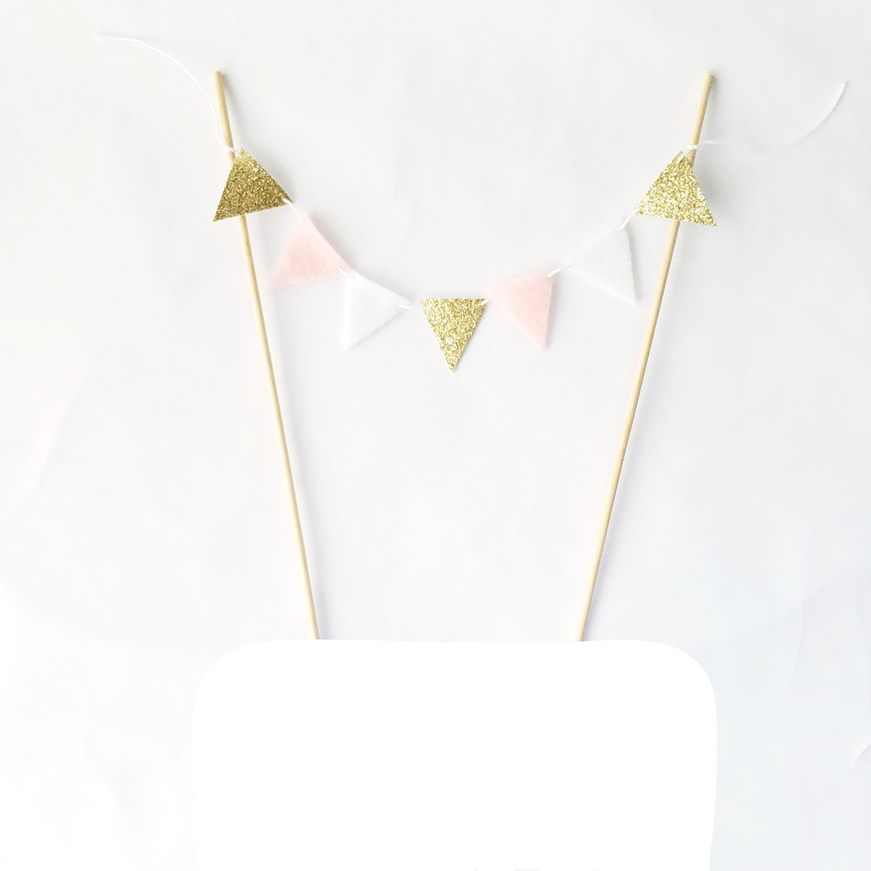 Pink Cake Topper - Pink and Gold Cake - Tiny Fabric Bunting - Pink Felt ...