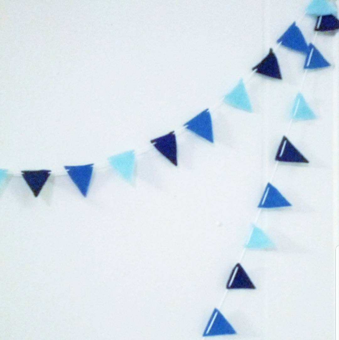 Tiny Blue Bunting - Baby Shark Party Banner - Ombre Blue Felt Bunting ...