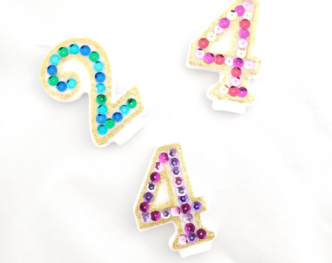 Handmade Sequin Birthday Candle ANY AGE Glitter Number Candle Two Year ...