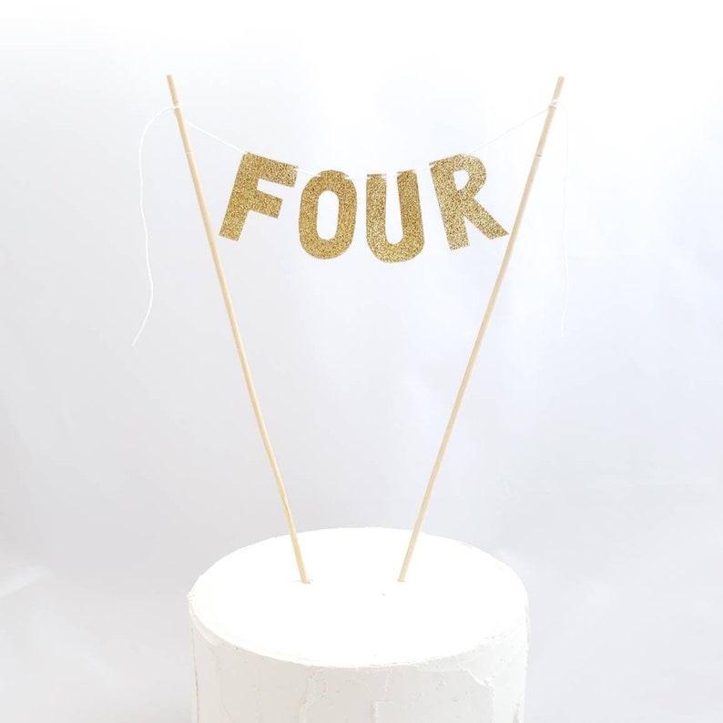 FOUR Cake Topper Hand Cut Cake Topper Letters Bold Font | Etsy