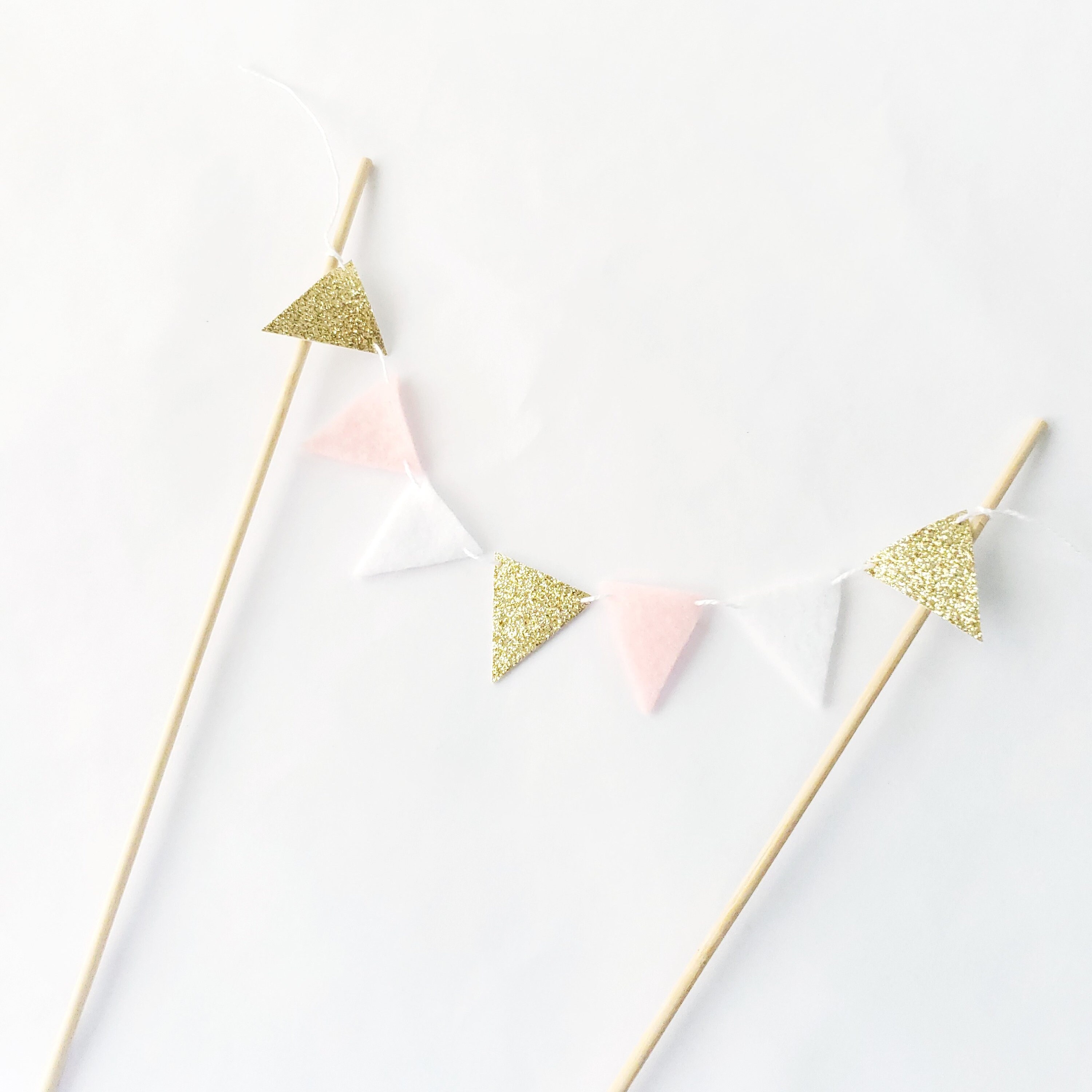 Pink Cake Topper Pink and Gold Cake Tiny Fabric Bunting | Etsy