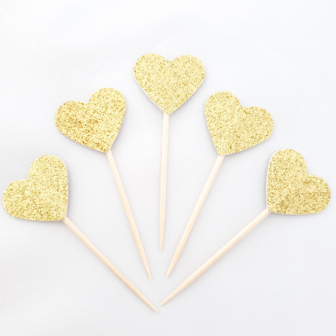 Gold Glitter Heart Cupcake Toppers – Wedding & Party Dessert Picks - Etsy