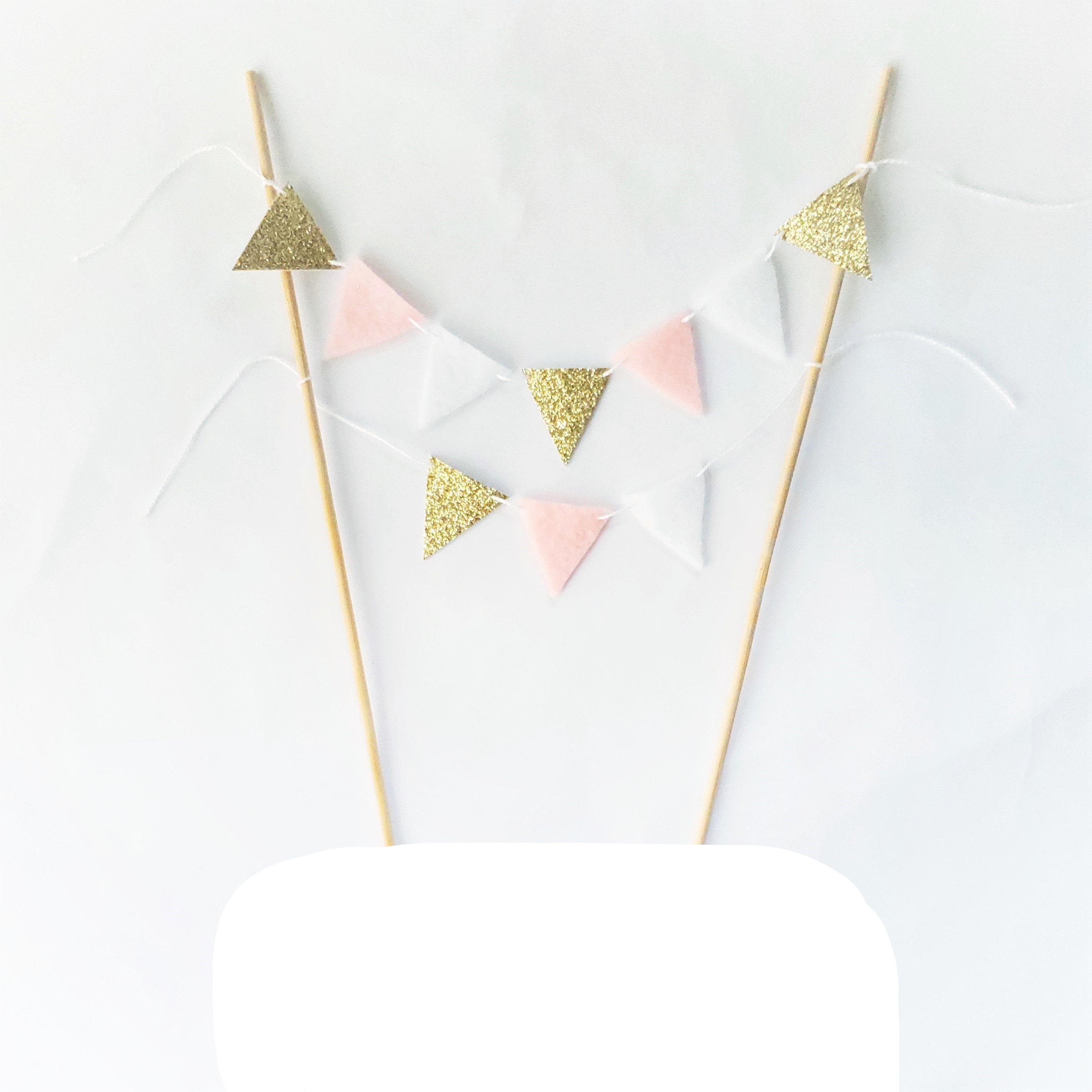 Pink Cake Topper Pink and Gold Cake Tiny Fabric Bunting | Etsy