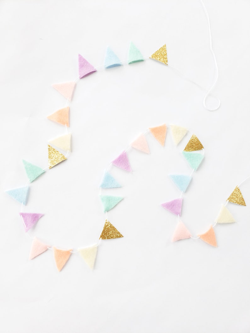 3 12ft Tiny Felt Bunting Purple Pink Mint Aqua Fabric - Etsy