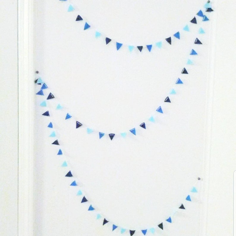 Tiny Blue Bunting - Baby Shark Party Banner - Ombre Blue Felt Bunting ...
