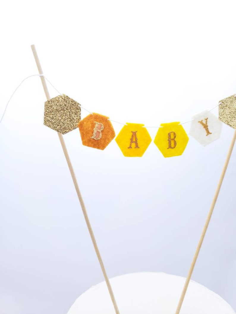 Honey Bee Cake Topper - Bee Baby Shower Decor - Honeycomb Cake Topper ...