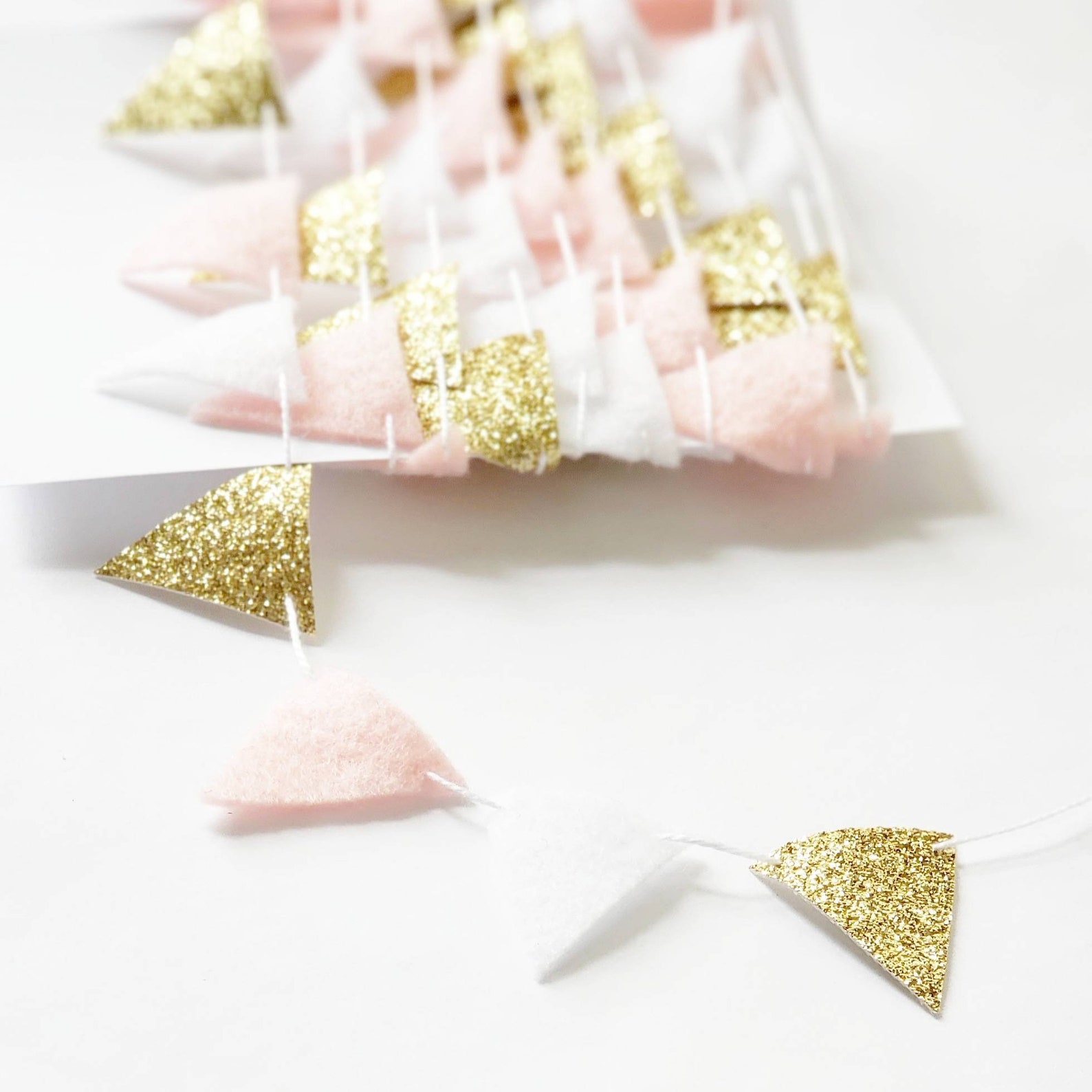 CUSTOM Tiny Felt Garland - ANY COLOR Tiny Triangle Garland - Fabric ...