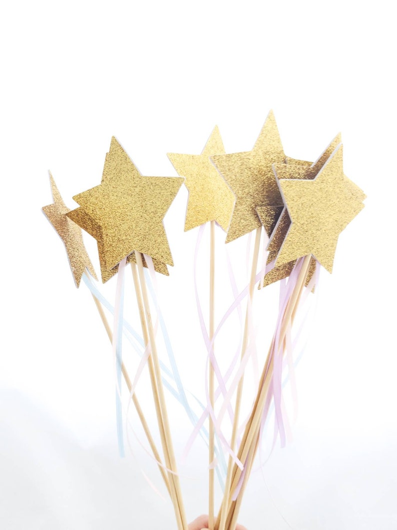 Pastel GOLD Glitter Star Wands gold Star Wands Princess - Etsy