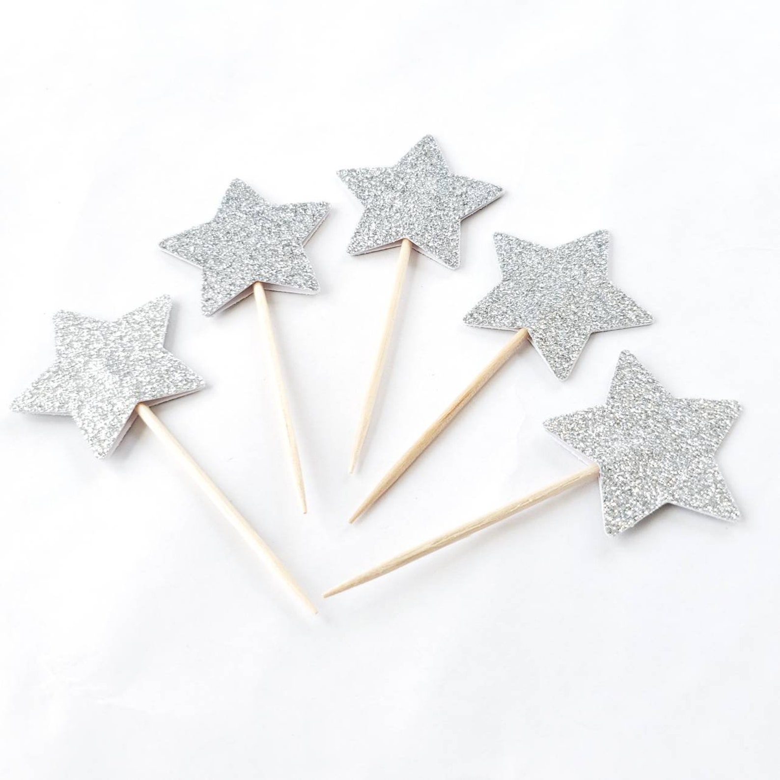 Silver Star Cupcake Topper - Silver Glitter Stars - Twinkle Twinkle ...