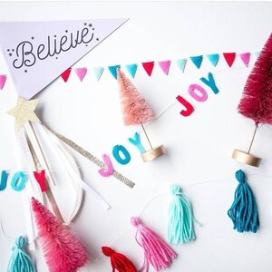 Holly Jolly Tiny Triangle Christmas Garland - Red Pink Mint Teal Aqua ...