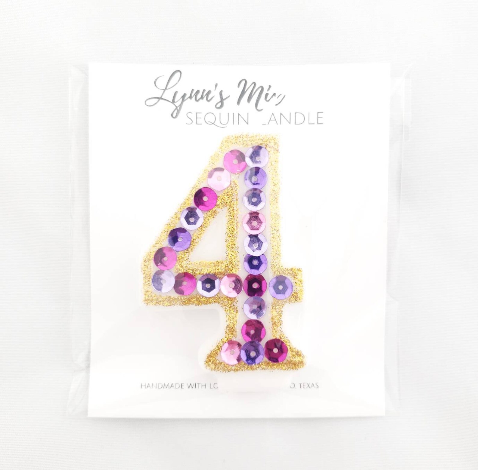 Handmade Sequin Birthday Candle - ANY AGE - Glitter Number Candle - Two ...