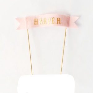 Pink Cake Topper - Pink and Gold Cake - Tiny Fabric Bunting - Pink Felt ...
