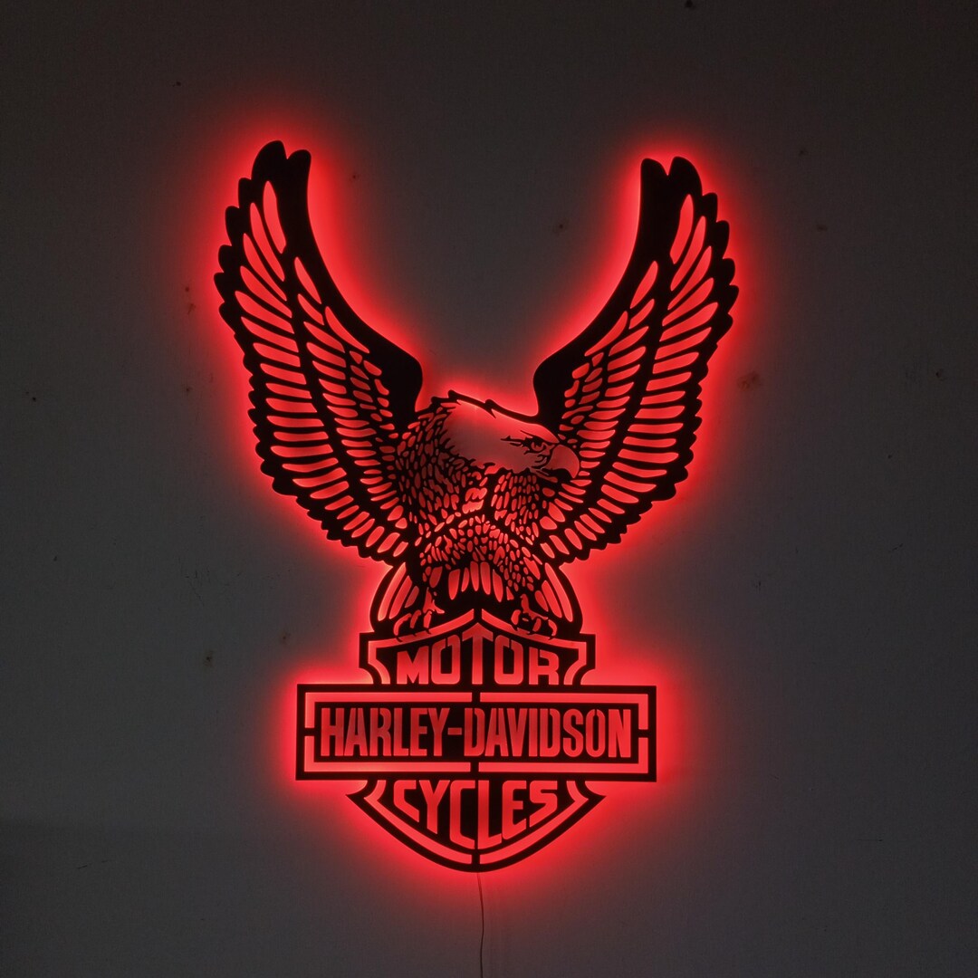 Harley Davidson Eagle Metal Lighted Wall Sign, Harley Davidson Led ...