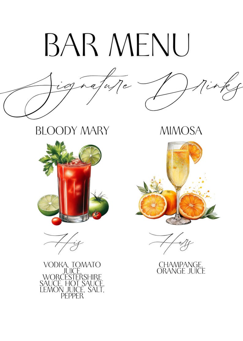 Signature Cocktails | Signature Cocktails Sign | Cocktail Menu Sign ...
