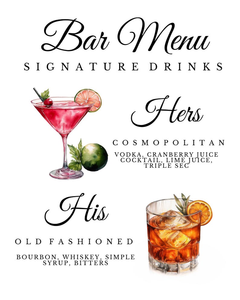 Signature Cocktails Signature Cocktails Sign Cocktail Menu Sign ...