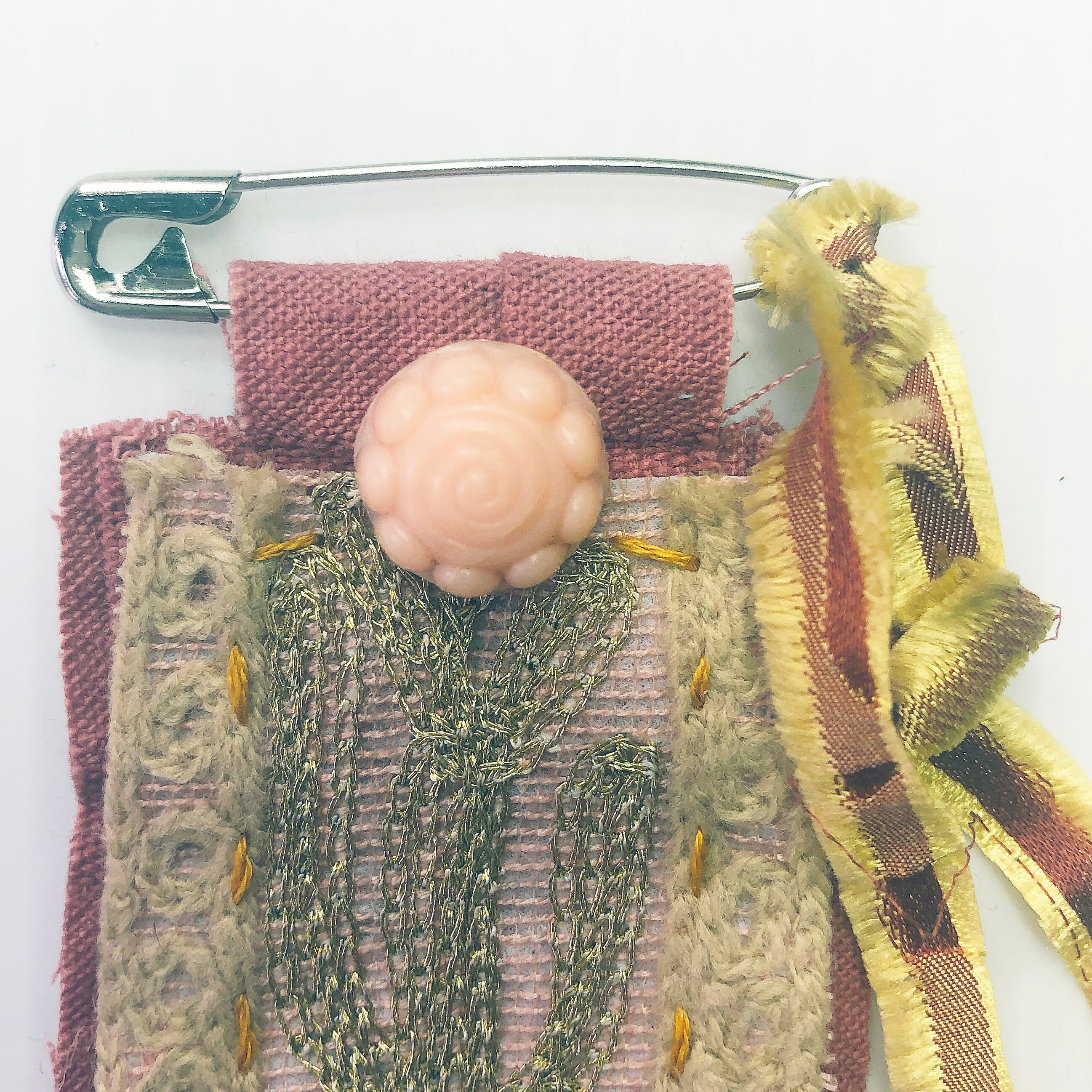 Fabric Brooch, Textile Brooch, Art Brooch, Collage Brooch, Safety Pin ...