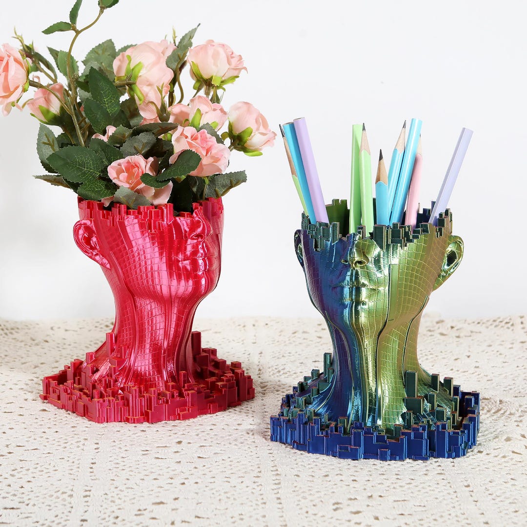 Artistic Flower Pot 3D Print STL File | Unique Pen Holder ...