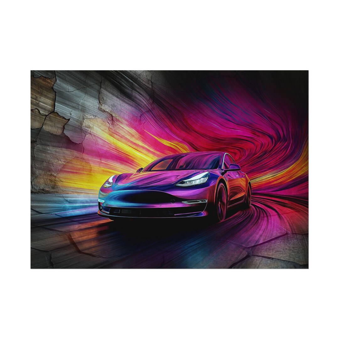 Horizontal Poster Print Abstract Car Speeding Through a Tunnel. Wall ...