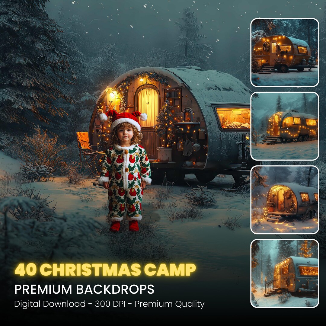 40 Christmas Camp Backdrops | Cozy Holiday Photography Backgrounds ...