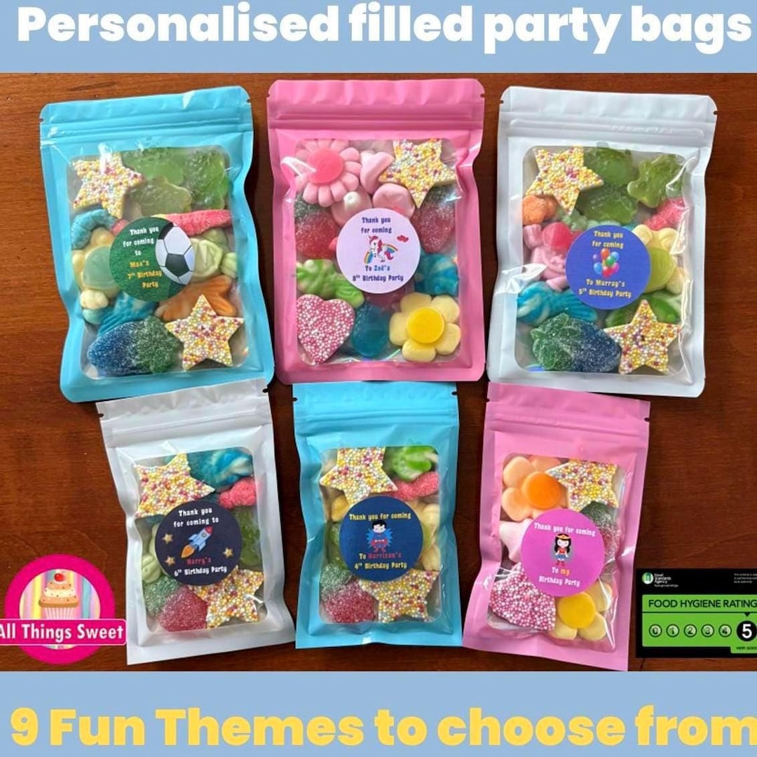 Pre Filled Kids Party Sweet Bags Personalised Childrens Birthday Party ...