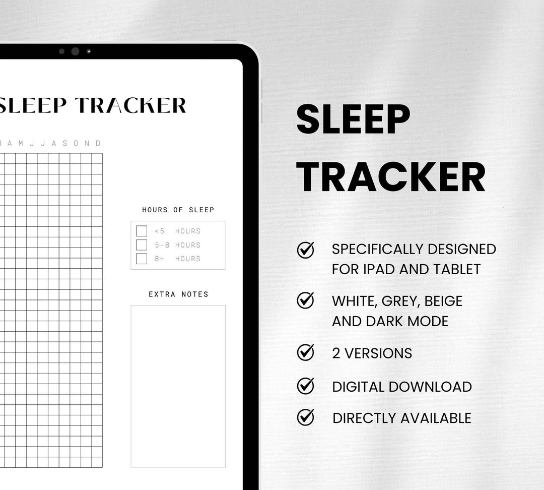 Yearly Sleep Tracker Template, Instant Download for iPad and ...