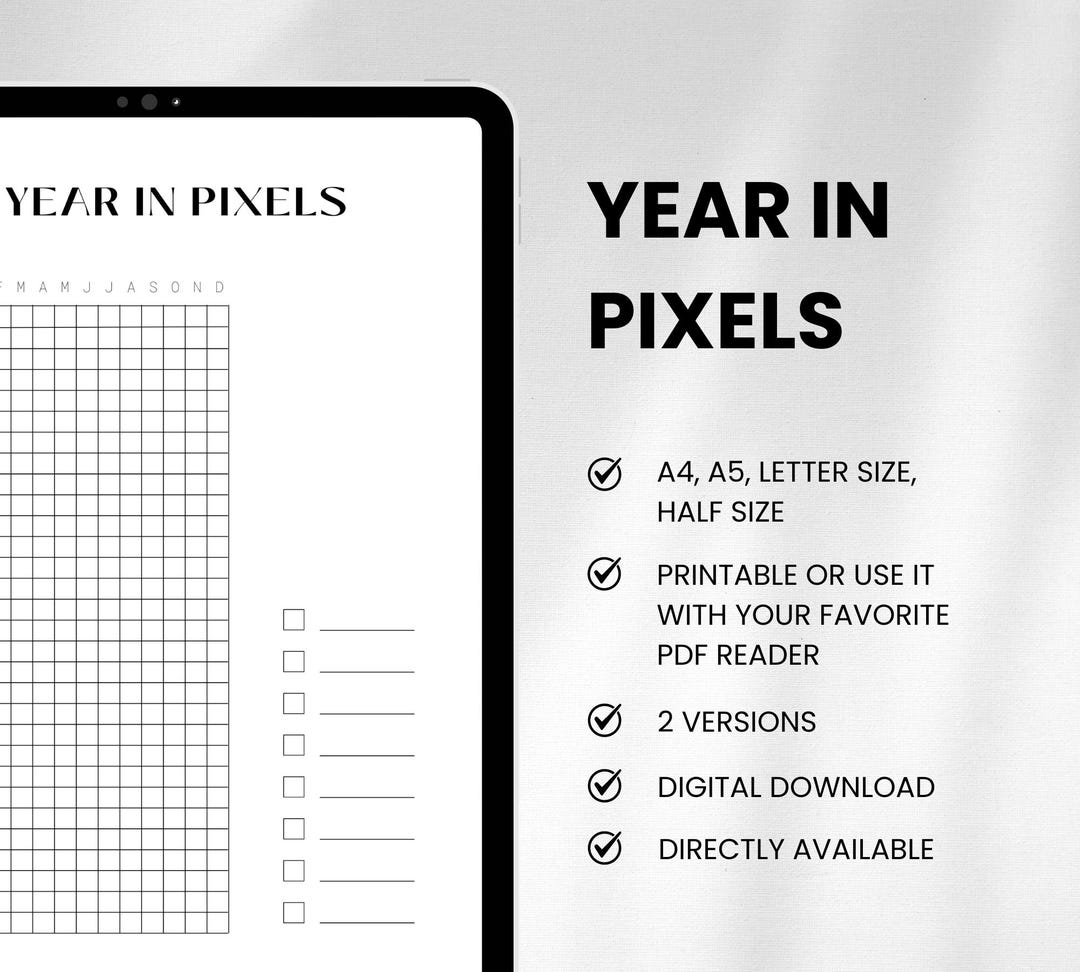 Minimalist a Year in Pixels Mood Tracker Printable, Instant Download ...