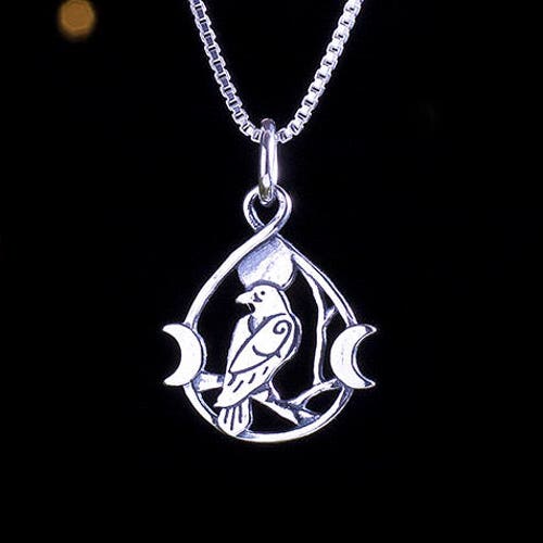 Sterling Silver Raven and Triple Moon VERY SMALL charm - Etsy
