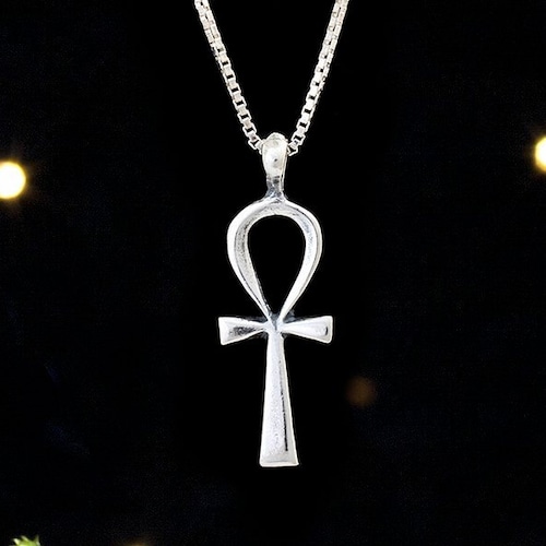Large Silver Ankh Necklace Sterling Silver Ankh Charm on a | Etsy