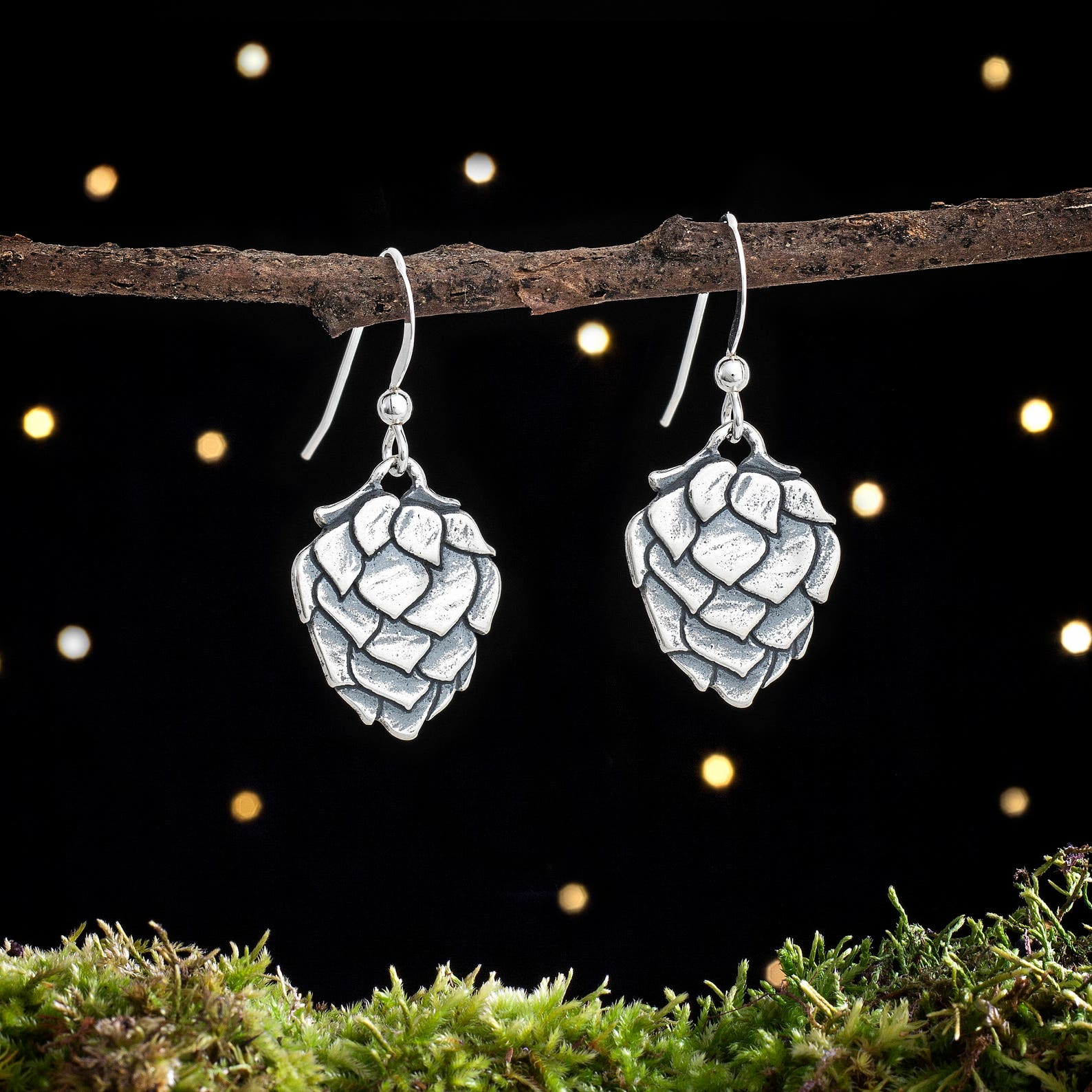 Sterling Silver Hop Flower Earrings - Beer Lover Gift - Etsy