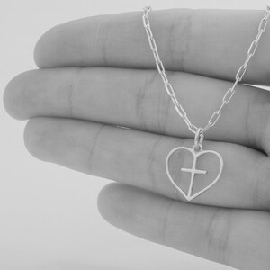 Sterling Silver Little Heart and Cross - VERY SMALL, Lightweight ...