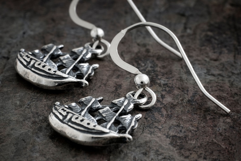 Sterling Silver Pirate Ship Earrings - SMALL, 3D, Double Sided - Etsy