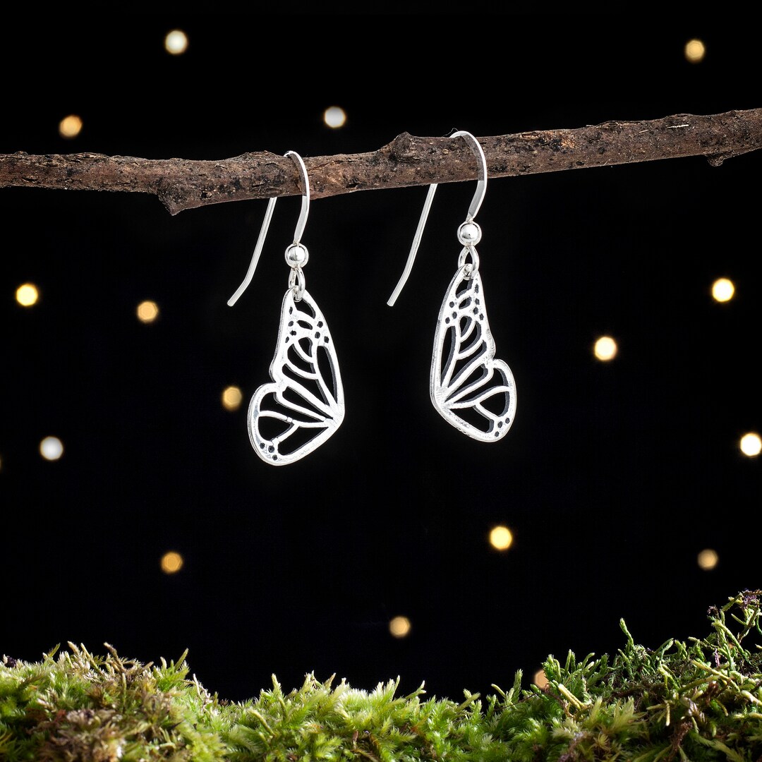 Sterling Silver Little Butterfly Wing Earrings - SMALL - Etsy
