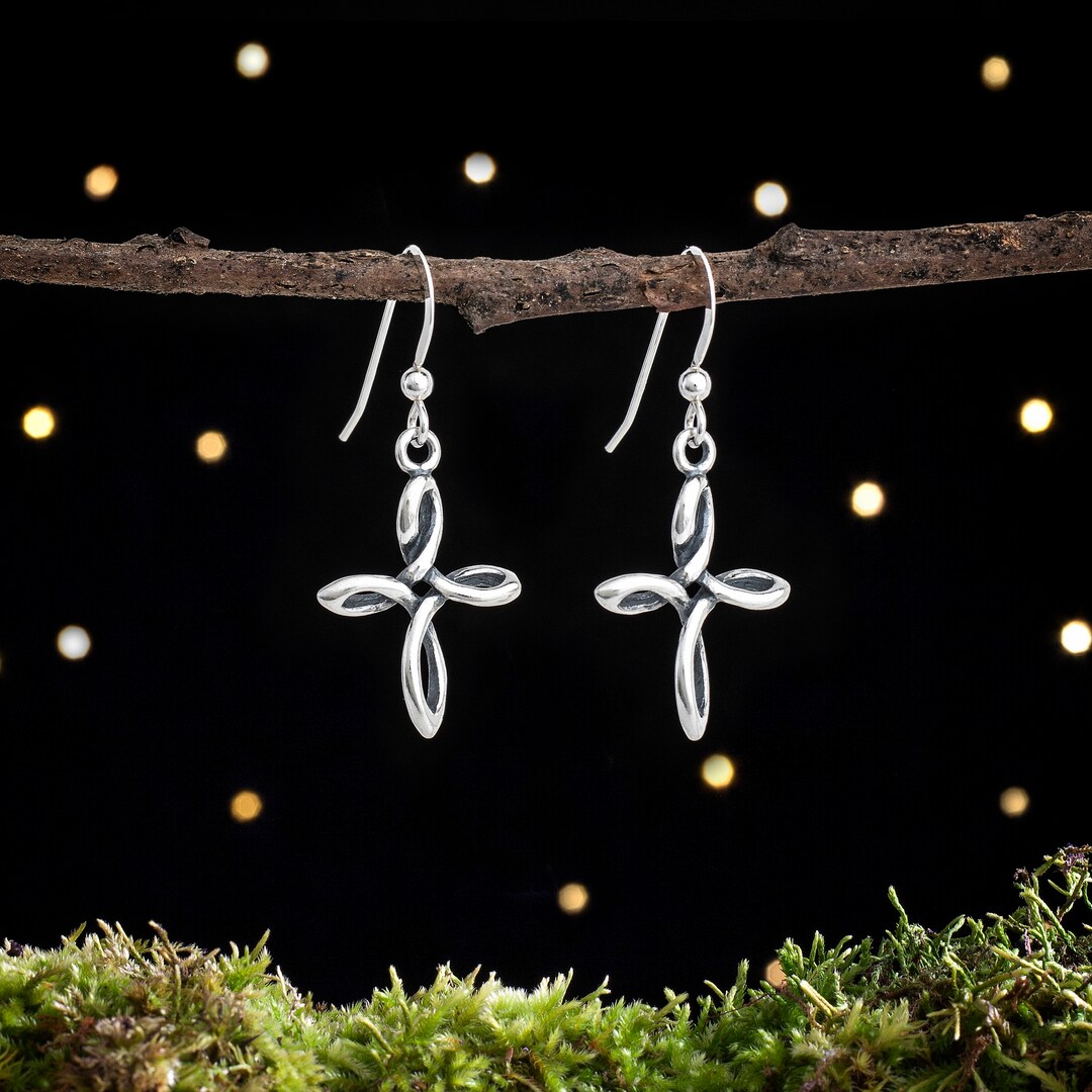 Sterling Silver Celtic Infinity Cross Earrings - SMALL, Double Sided - Etsy