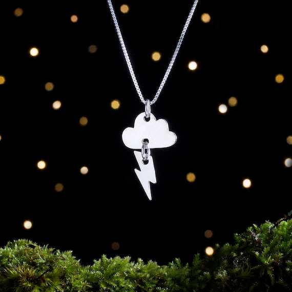 Sterling Silver Thundercloud & Lightning Bolt Double Sided | Etsy