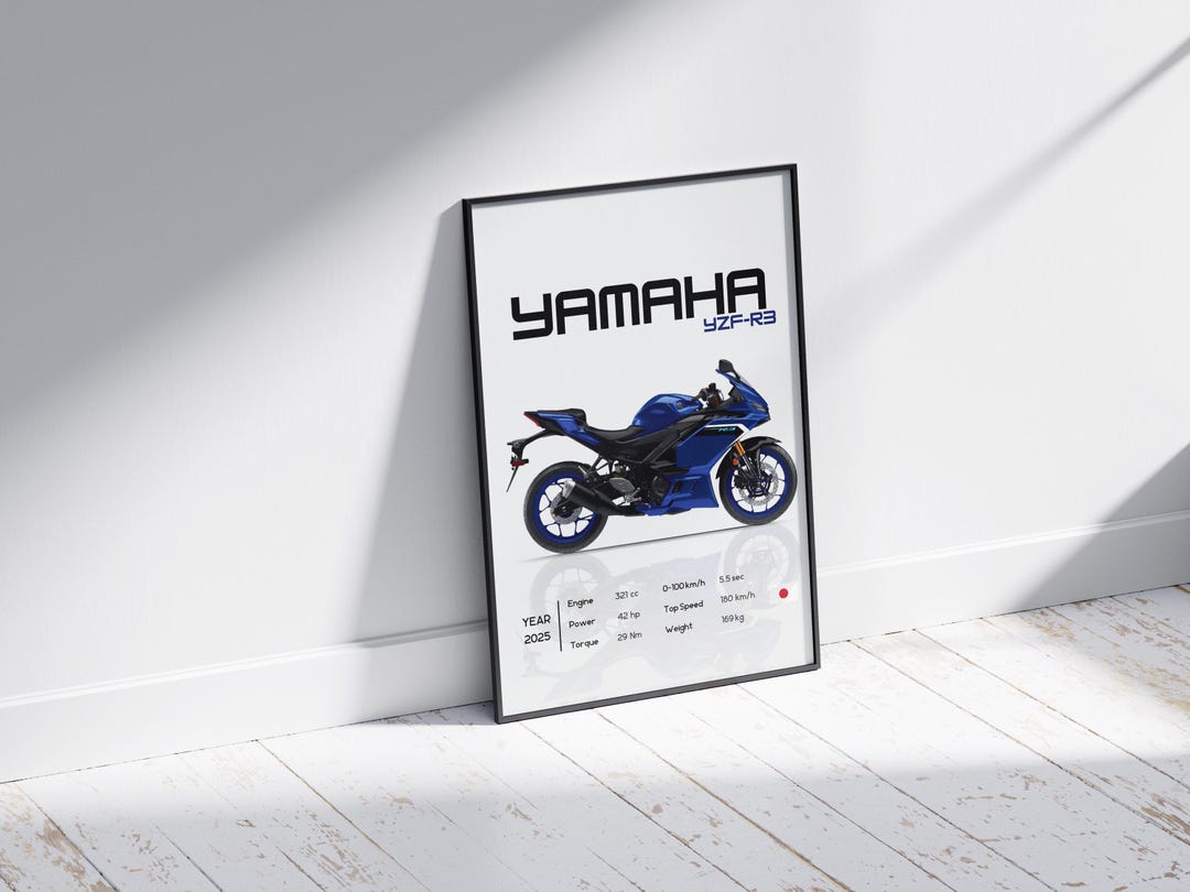 Vintage Yamaha YZF-R3 Poster | Motorcycle Art Print | Automotive Wall ...