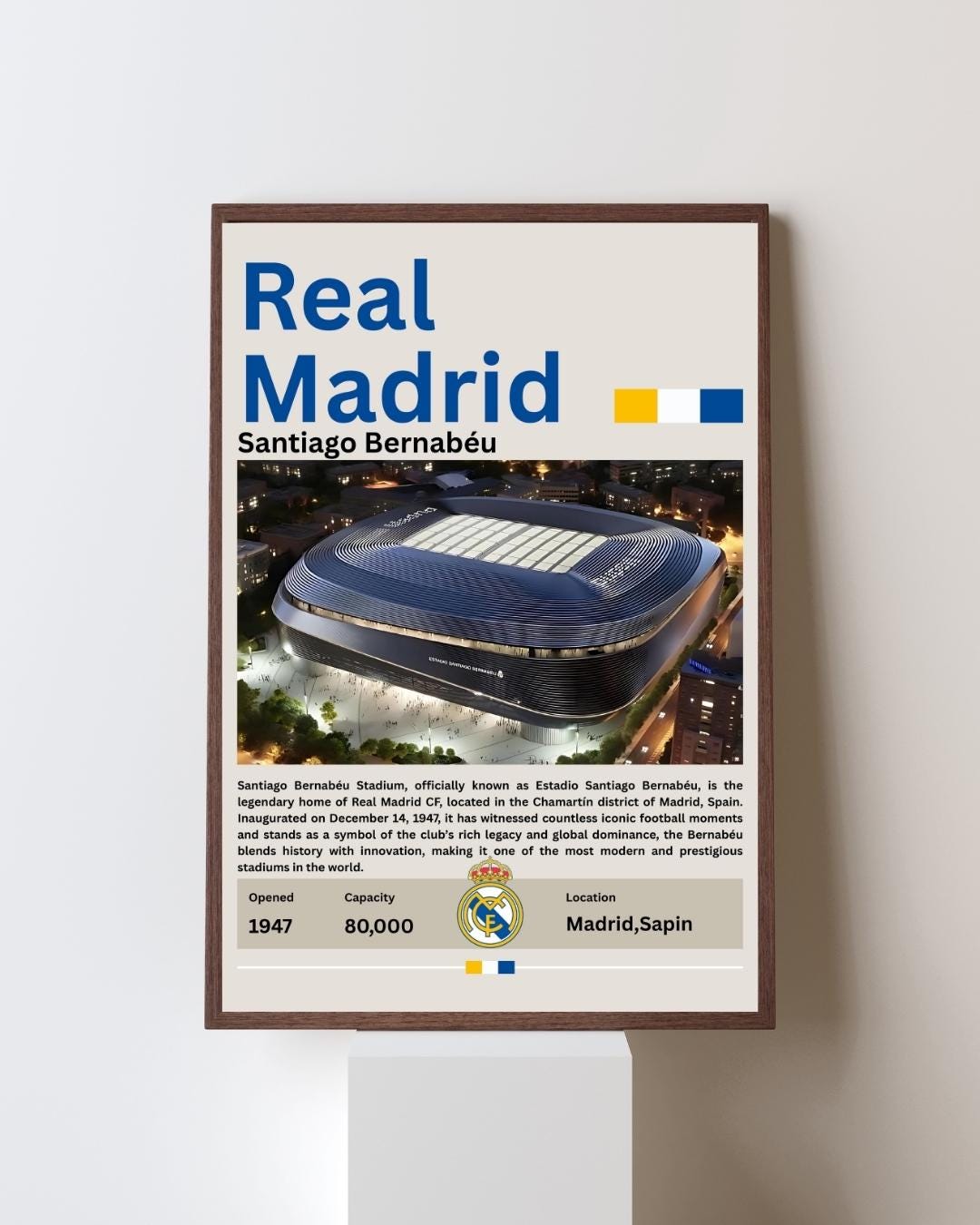 Real Madrid Santiago Bernabéu Stadium Poster – Modern Football Wall Art ...