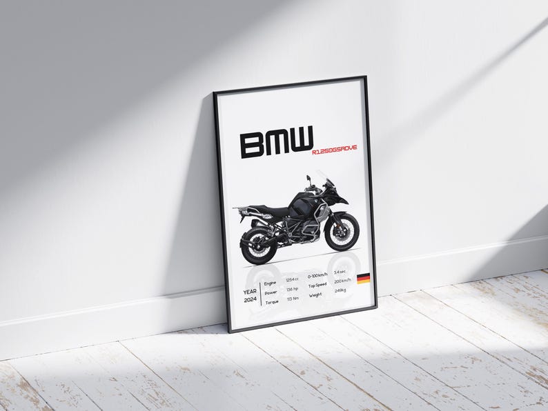 BMW Motorcycle Poster - Automotive Wall Art for Bike Lovers, Vintage ...
