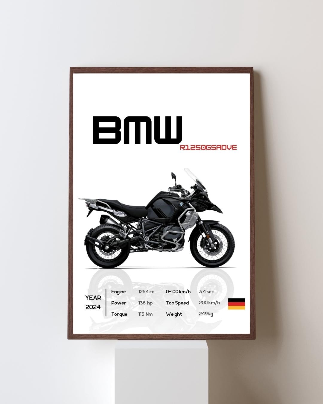 BMW Motorcycle Poster - Automotive Wall Art for Bike Lovers, Vintage ...