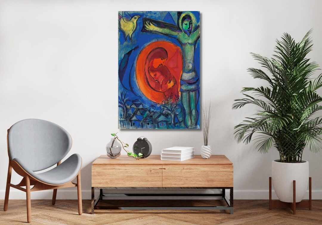 Marc Chagall Christ Au Couple En Rouge Oil Painting Prints, Marc ...